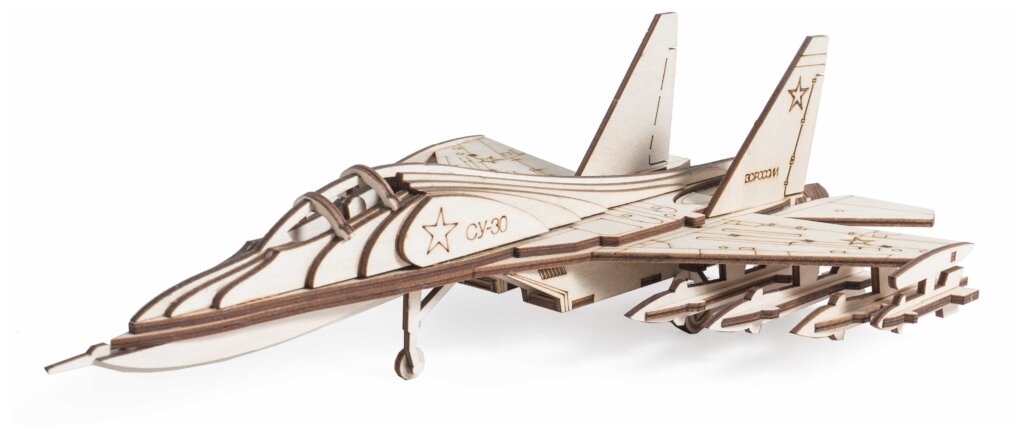 Деревянный конструктор Lemmo toys самолет истребитель СУ-30 110 деталей