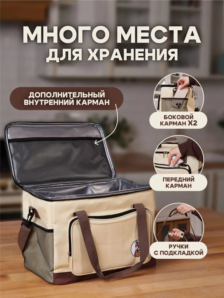 Термосумка 25 литров Холодильник сумка для продуктов с аккумуляторами холода для пикника в дорогу — фото 1