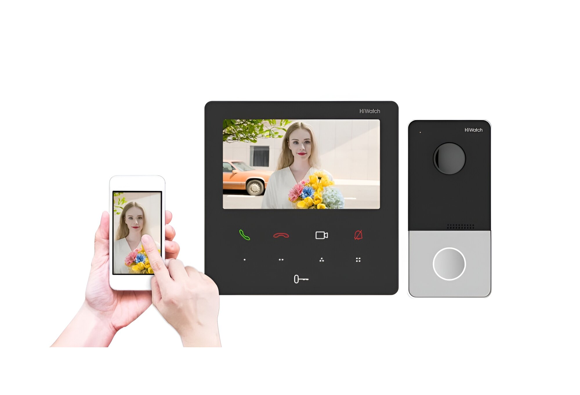 Комплект IP видеодомофона HiWatch DS-D200IKWF , монитор и вызывная панель, поддержка Wi-fi