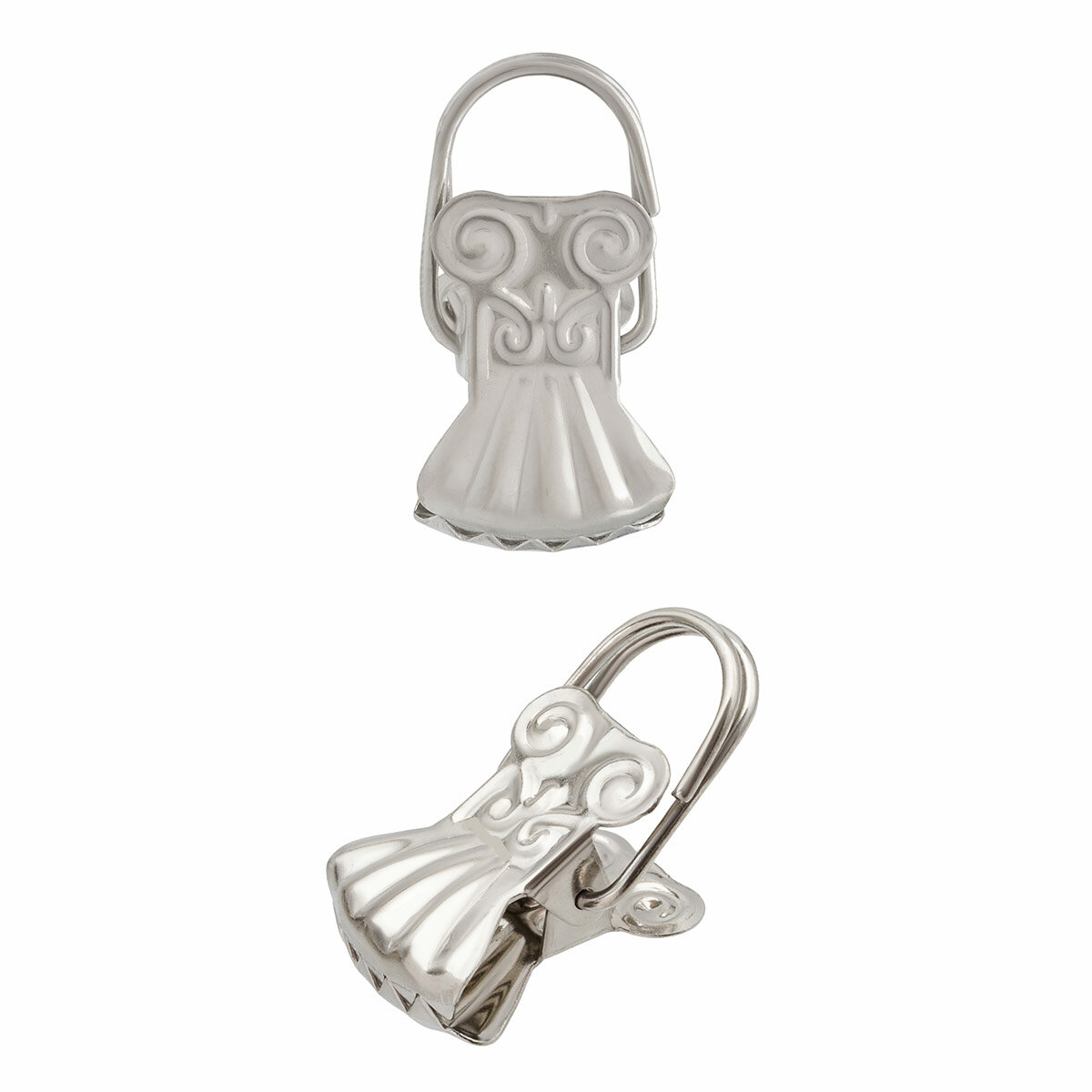 Кольцо шторное с зажимом, h-30 мм, металлическое, для карнизов, цвет никель, 20 штук