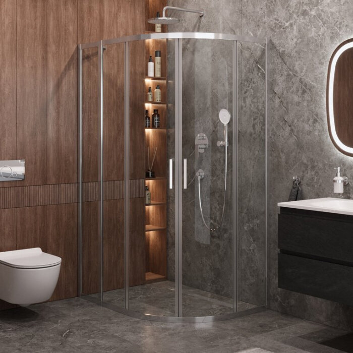 Душевой уголок Cezares Molveno RH 2 110+90 C Cr IV 110х90 см, профиль хром, стекло прозрачное