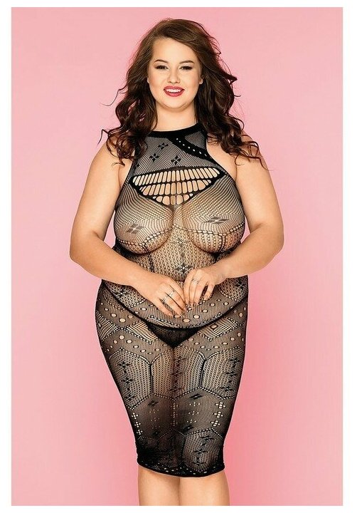 Бесшовное эластичное платье с продольными полосками Spice XXL