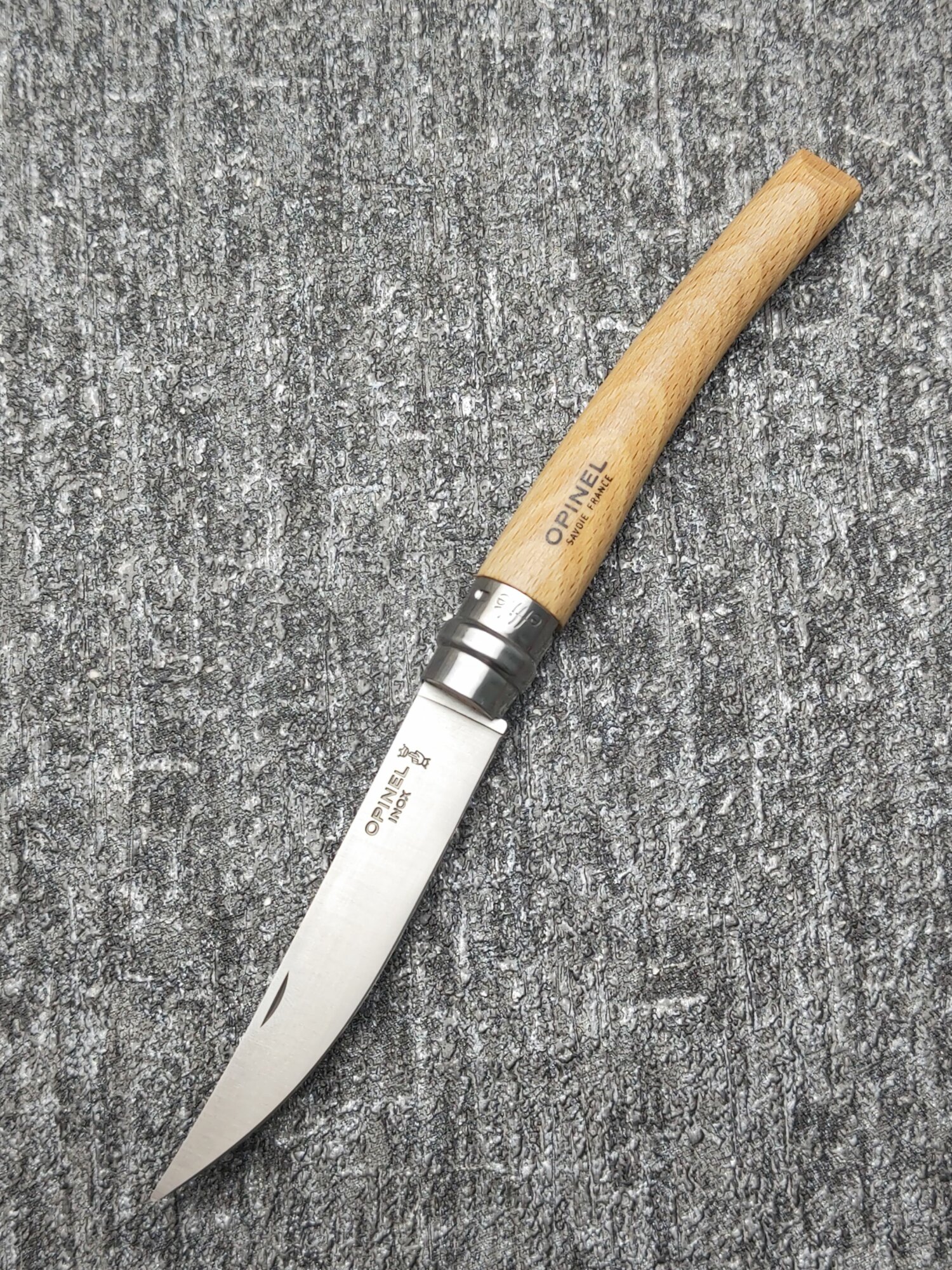Нож филейный Opinel №10, нержавеющая сталь, рукоять из дерева бука