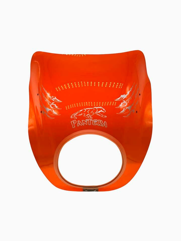 Щиток ветровой Pantera оранжевый, оргстекло, круглая фара (универсальный) на мотоцикл, мопед