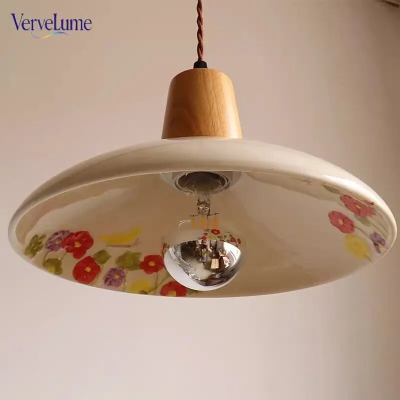 Люстра подвесная керамическая ручной работы Кремовая нежность E27 4.5Вт для кухни коридора