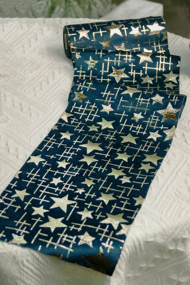 Лента для декорирования рождественская радость (Звёзды), тёмно-синяя, 15х270 см, Due Esse Christmas 126-DUE-2(DARKBLUE+CHAMP)-3