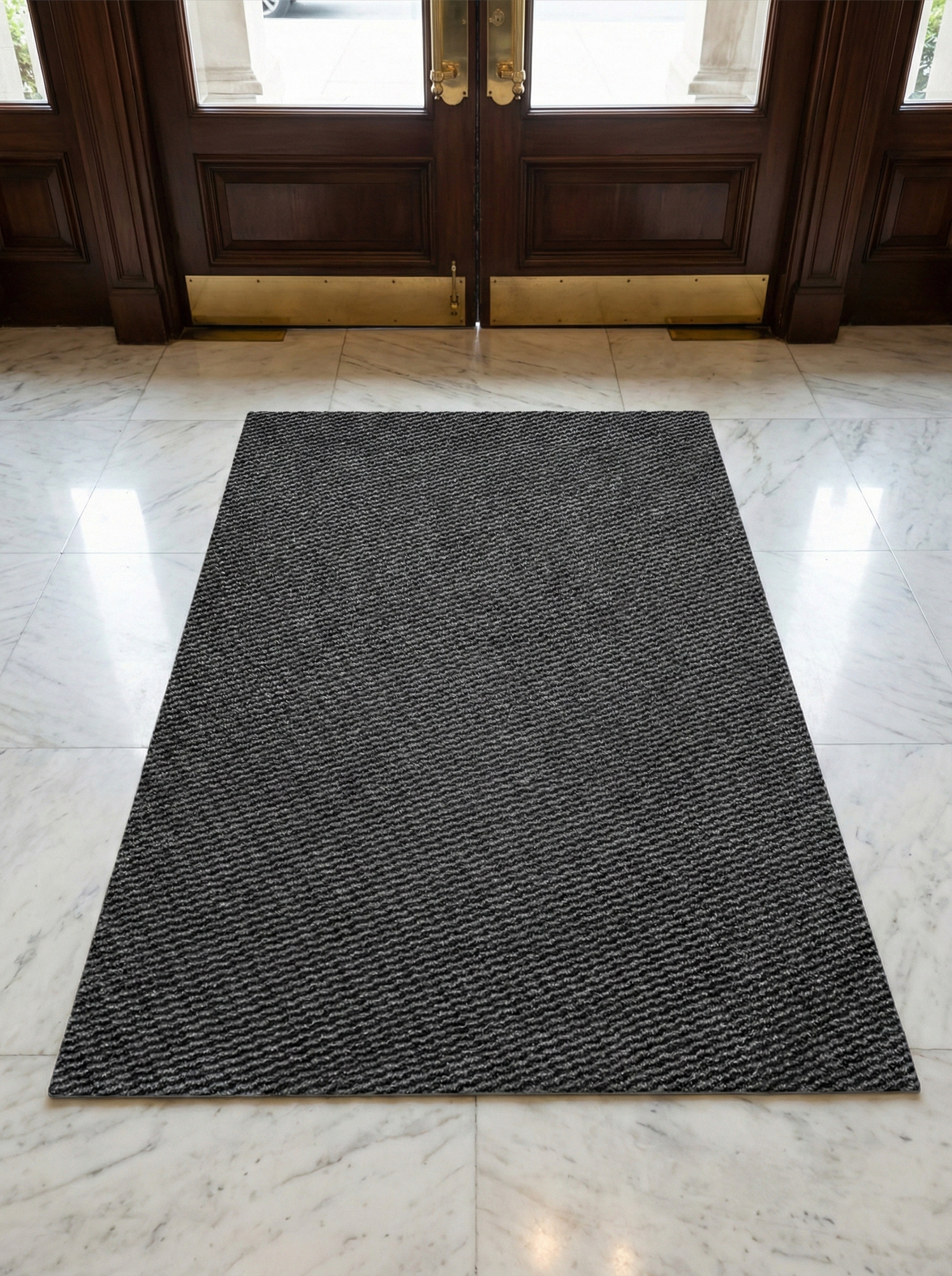 ЗигЗаг", 50х80см, Коричневый// Коврик придверный влаговпитывающий "Kovrik Line