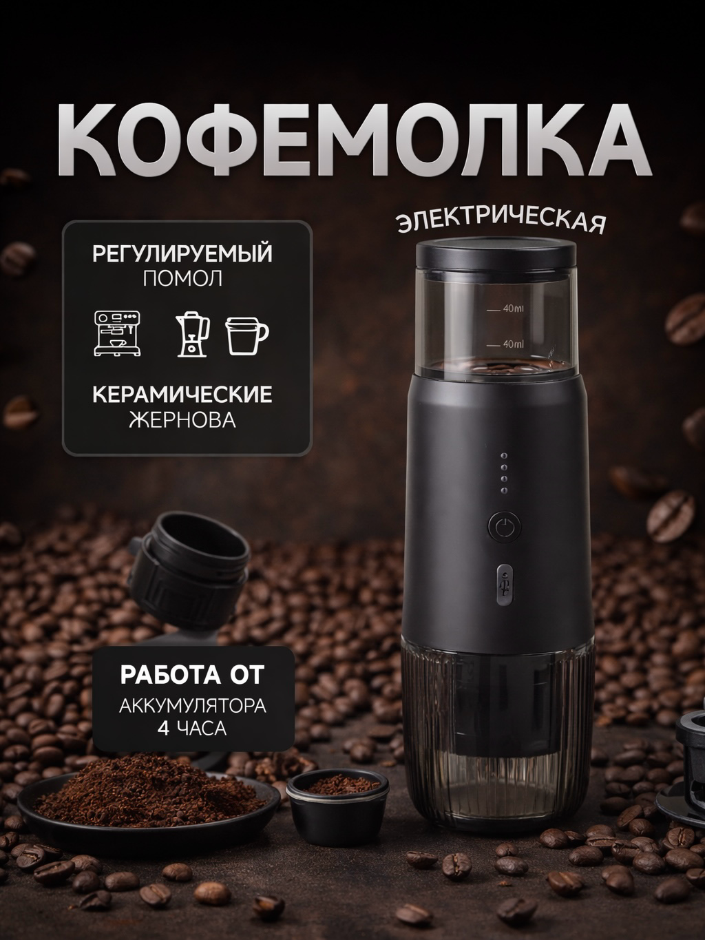 Ручная портативная кофемашина для молотого кофе и капсул Nespresso
