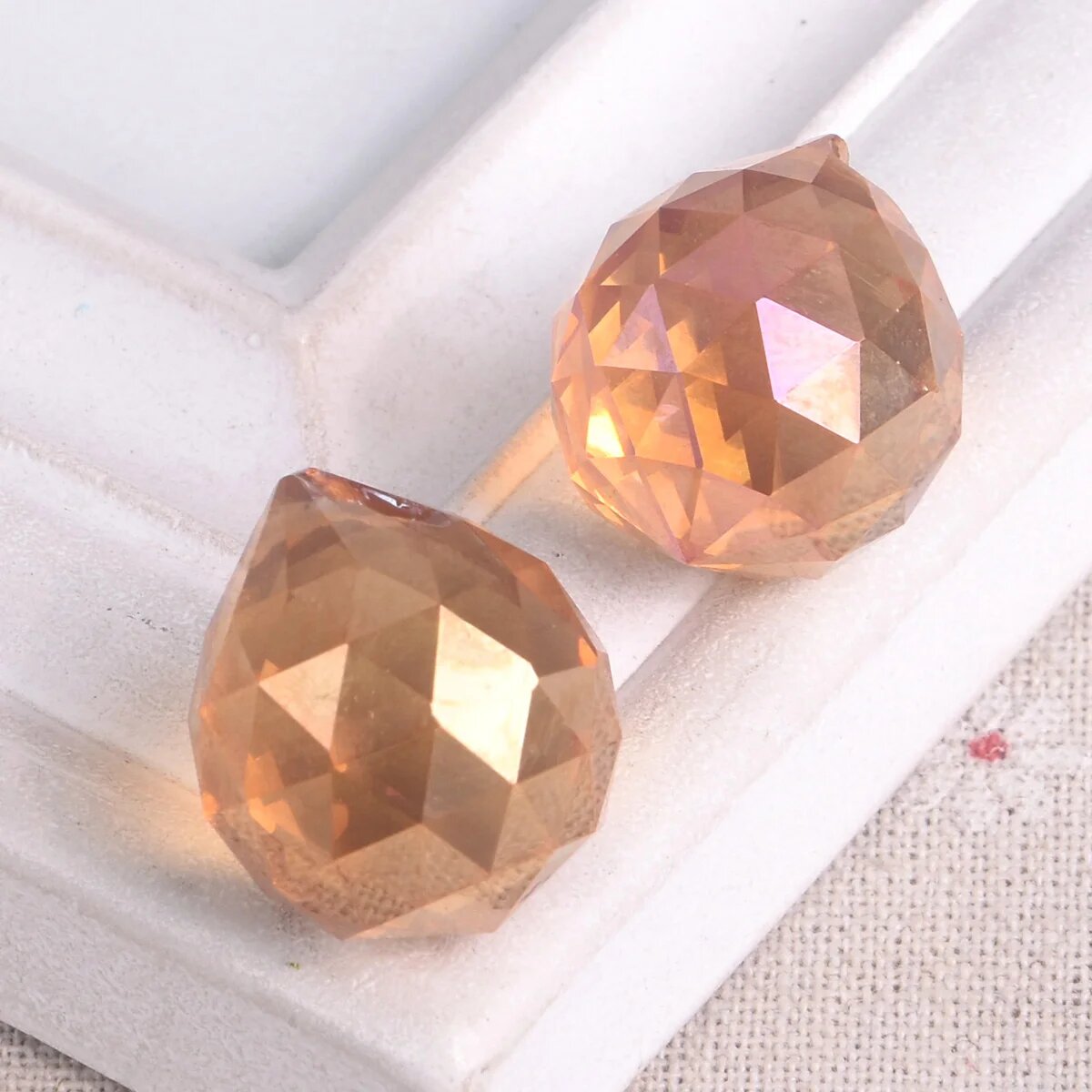 Хрустальные серьги Rose Orange, диаметр 20 мм