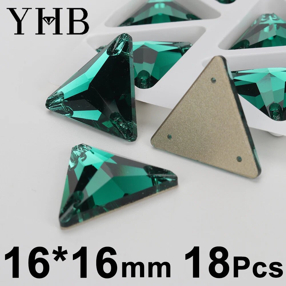 Изумрудные швейные камни Triangle 16mm YHB