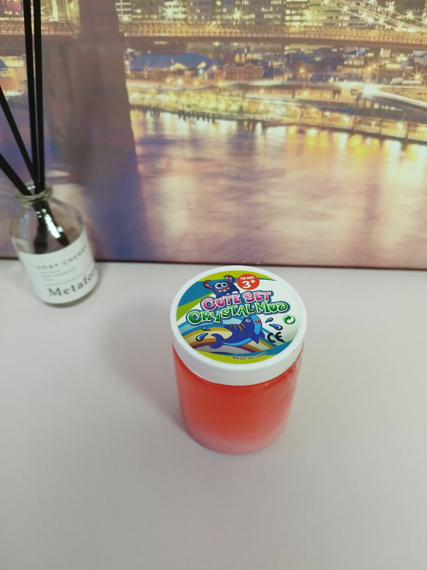 Слайм в банке, антистресс для рук с единорогом 7 см, красный