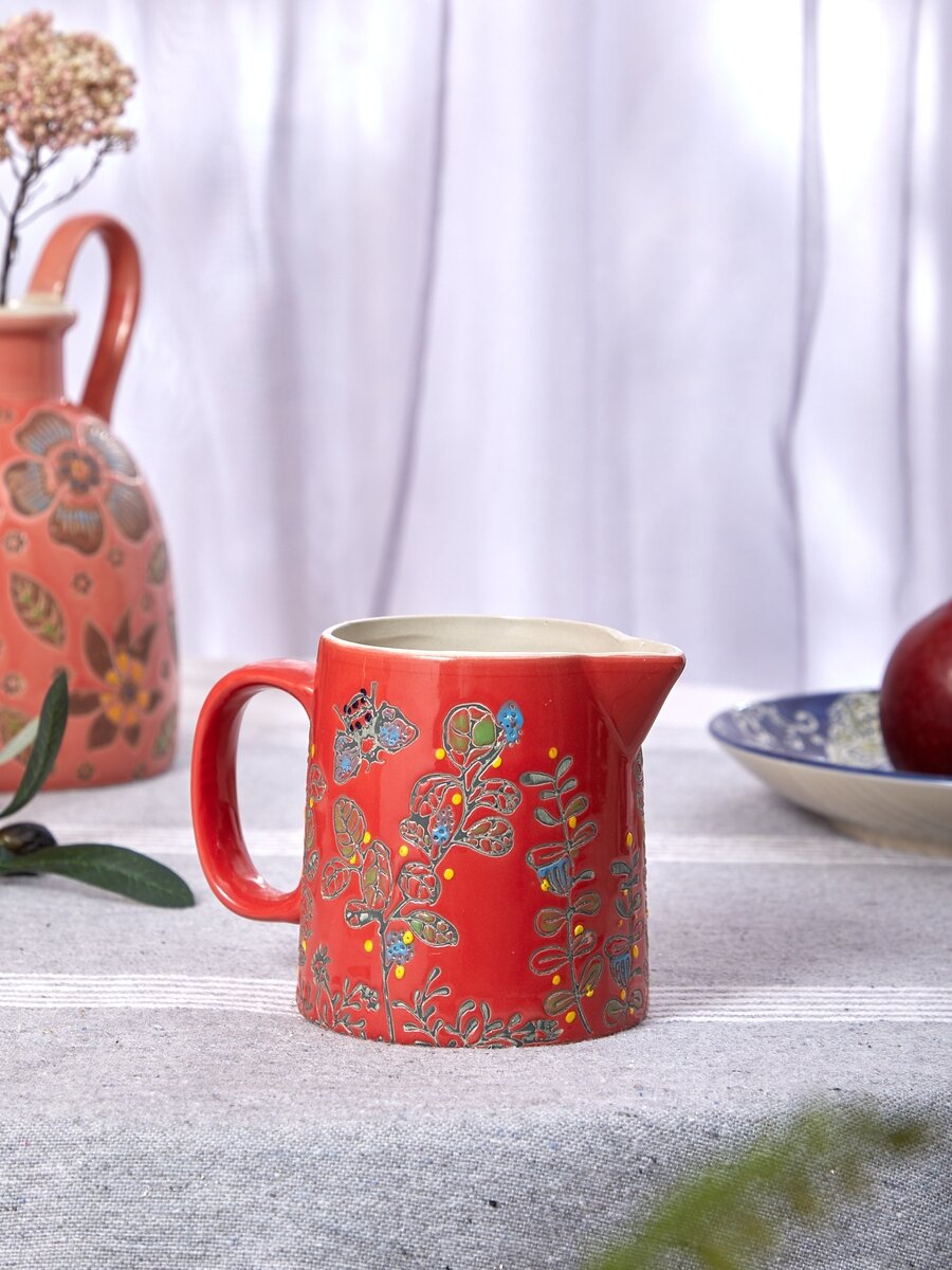 Декоративный кувшин Glasar 57-185, керамический, 13 см x 8 см x 9 см, красный