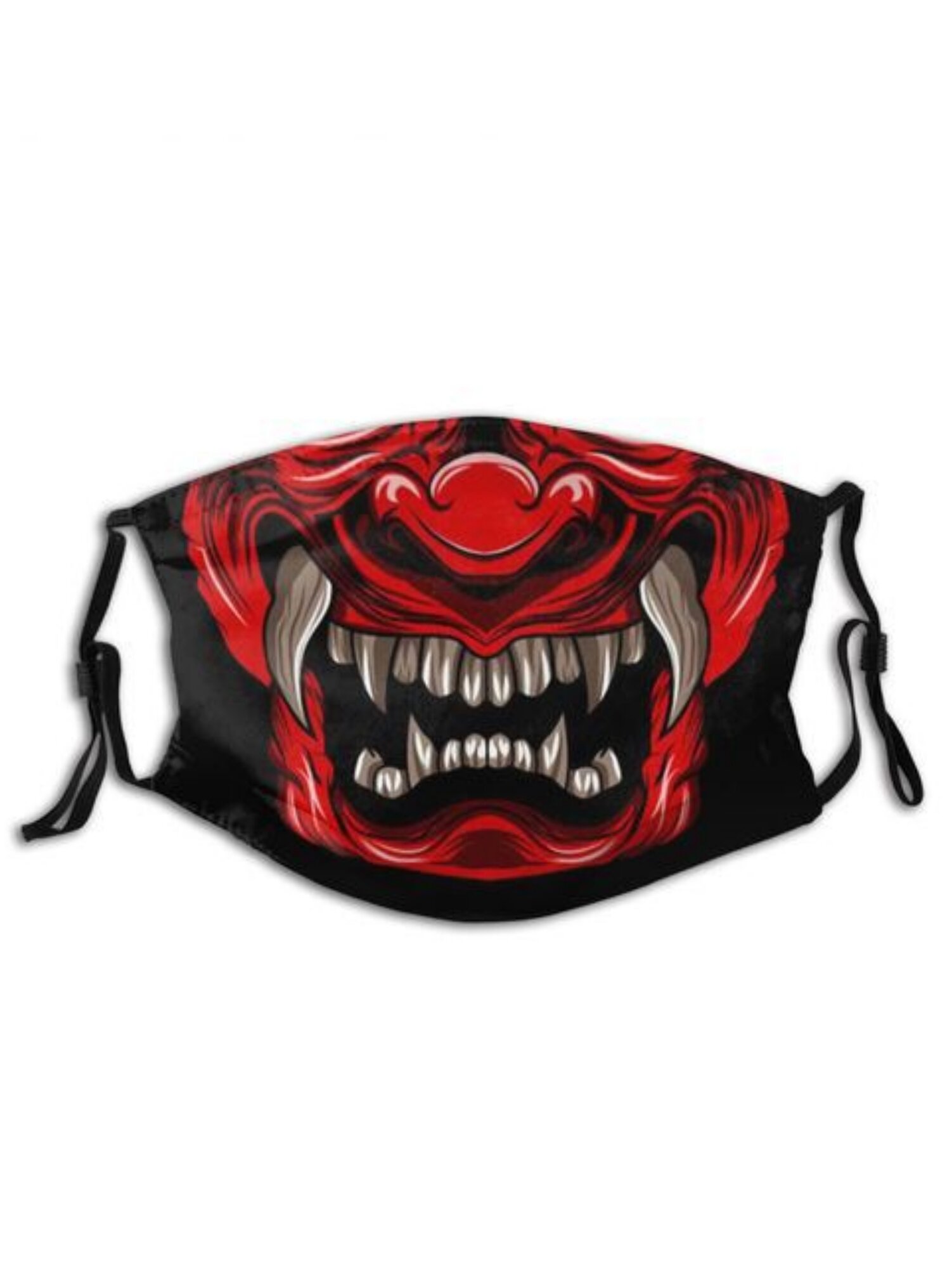 Маска для лица многоразовая с 3D принтом красный самурай с клыками