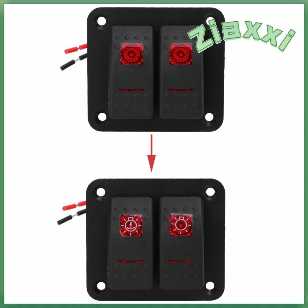 Панель переключателей с красным LED, 2 гнезда, для автомобилей и яхт