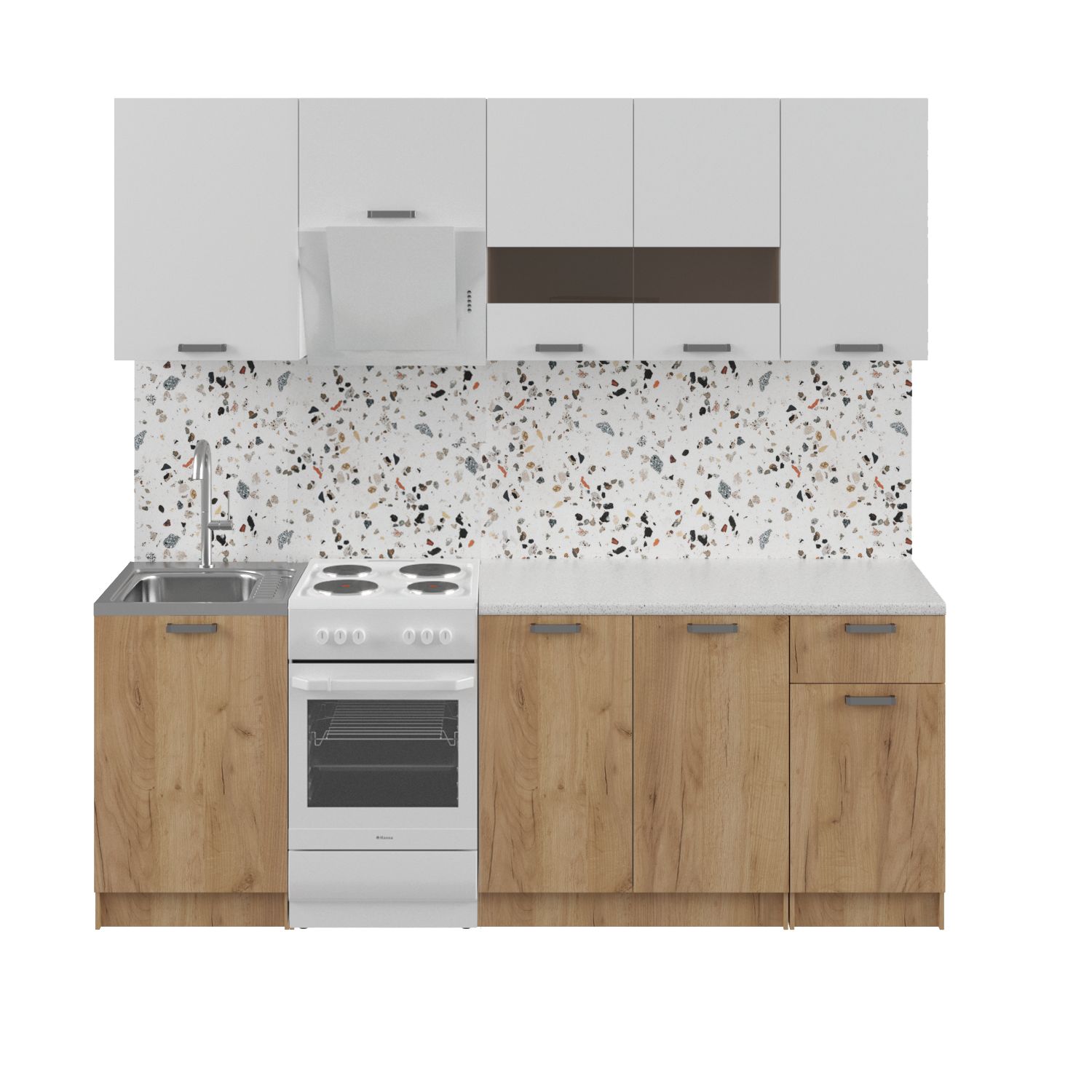 Кухонный гарнитур "Розалия" 1,7 м, Белый/Дуб крафт золотой