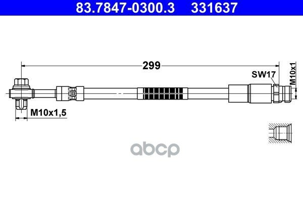 Шланг тормозной AUDI VW BENTLY 15- 83784703003-ATE/4M0611775B LH7902 4M0611775B LH7902 Ate арт. 83784703003