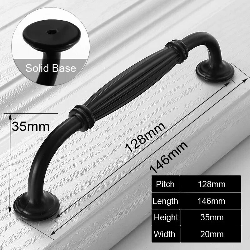 Ручка для шкафа черная 128mm, 146mm, 35mm, 20mm