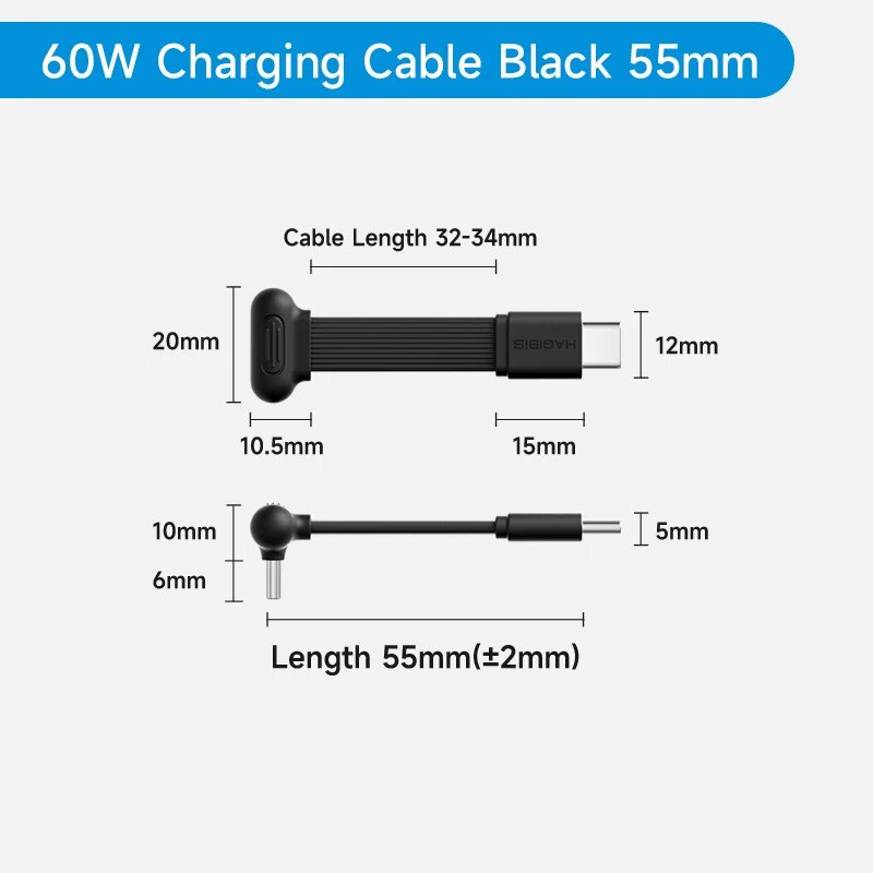 Кабель USB-C Hagibis С Углом 90 Градусов, Короткий, Для Быстрой Зарядки Power Bank, PD 60W, Совместим С iPhone 17 Pro Max, 16.