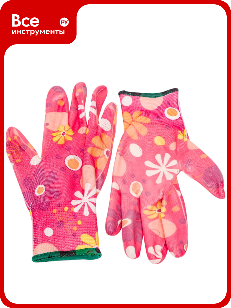 Нейлоновые перчатки Gold Manibus Hortus Rose 13 класс с нитриловым покрытием
