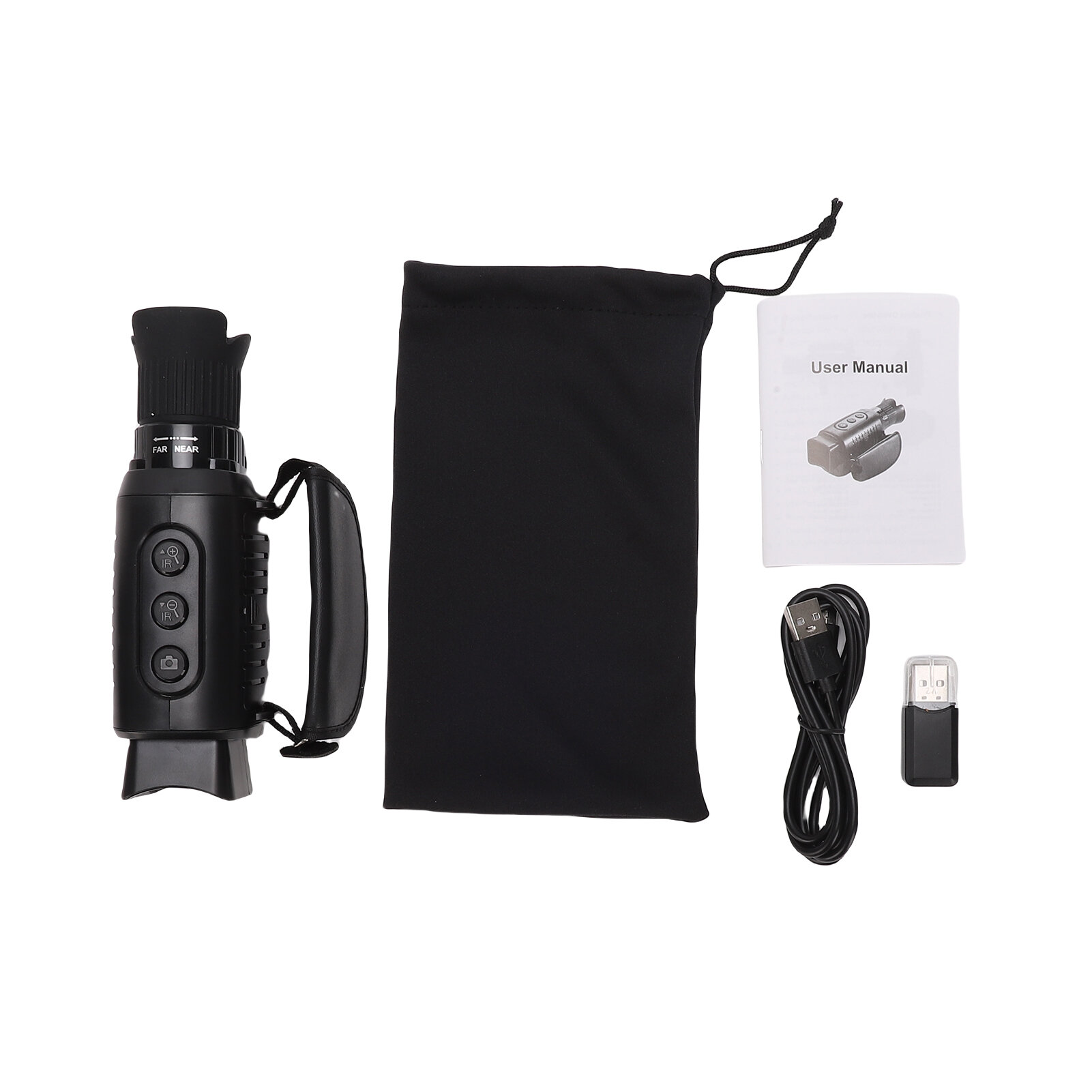 Монокулярный инфракрасный прицел ночного видения 2,5K с 10-кратным зумом, 7-ступенчатой регулировкой, дальность действия 800 м, перезаряжаемая HD-камера для охоты, кемпинга, черная