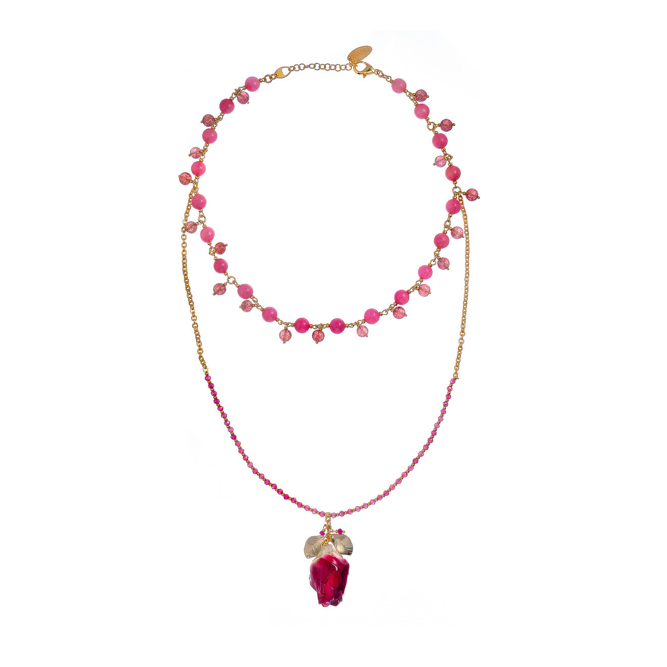 Колье, агат, кварц, циркон, эпоксидная смола