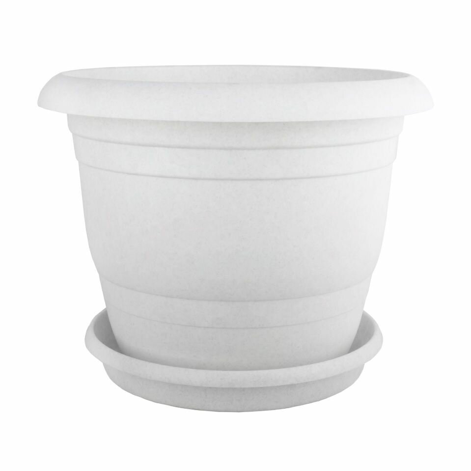 Кашпо для цветов Ангора пластиковое "Toprak", 23.0 л, диаметр верха 330 мм, высота 300 мм, с поддоном, мрамор А5260мр