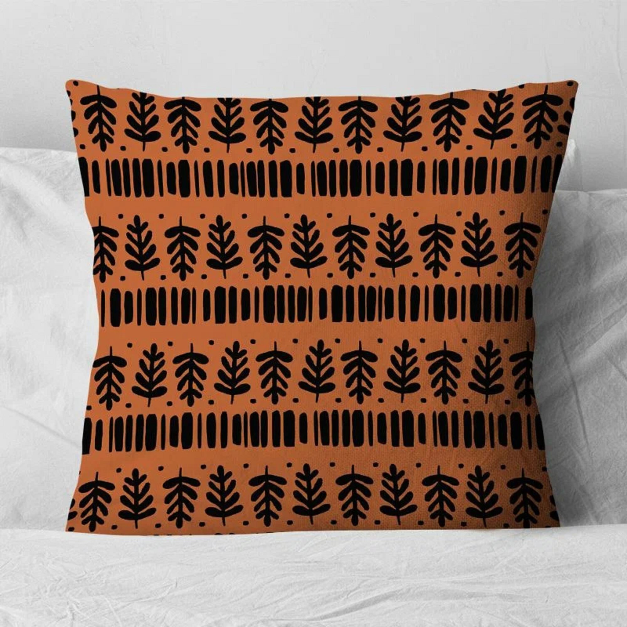 Подушка декоративная Африканские узоры Папоротник 40х40 велюр