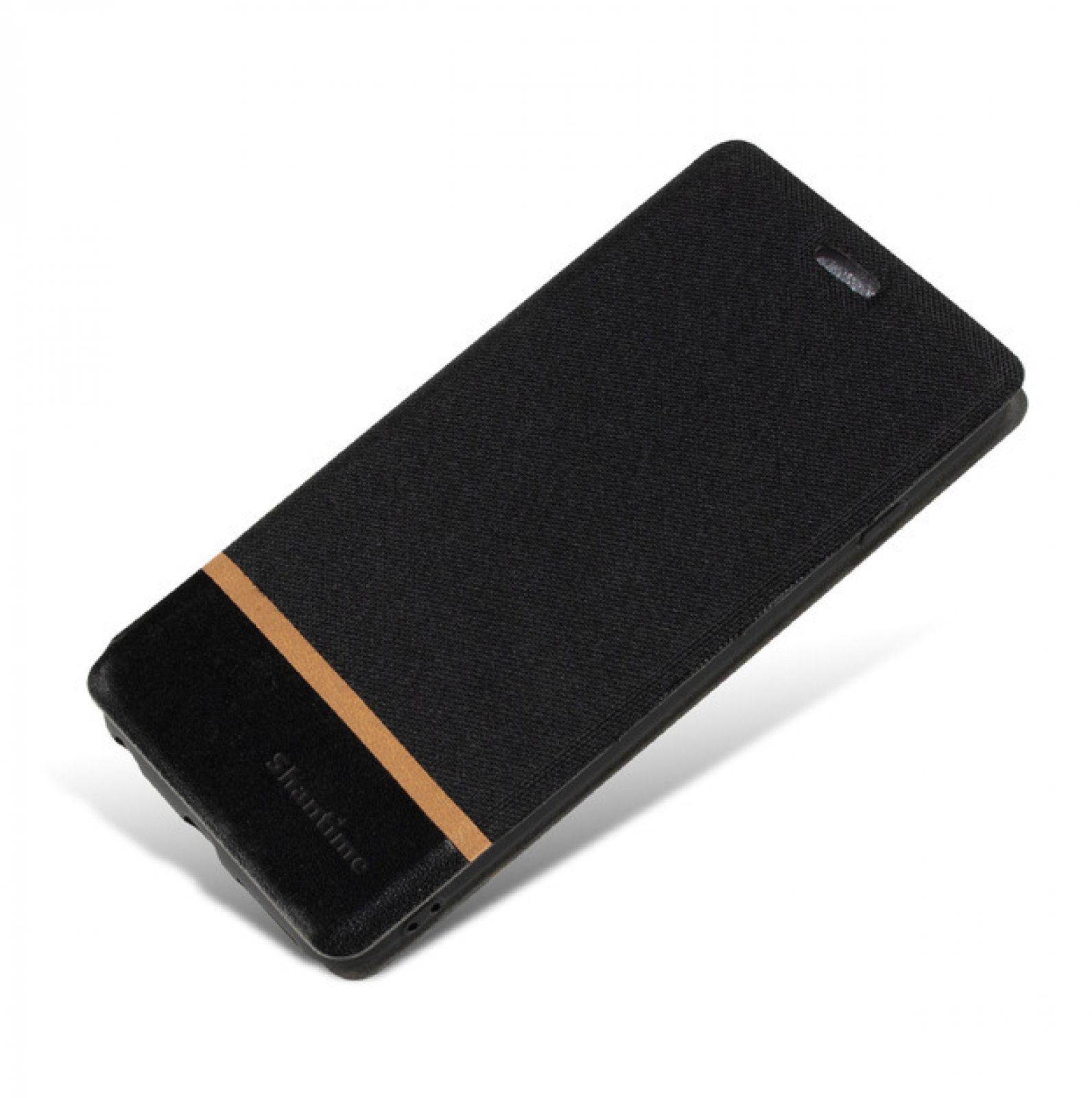 Чехол-книжка MyPads для Meizu 16X и Meizu 16 из водоотталкивающей ткани с кожаными вставками черный
