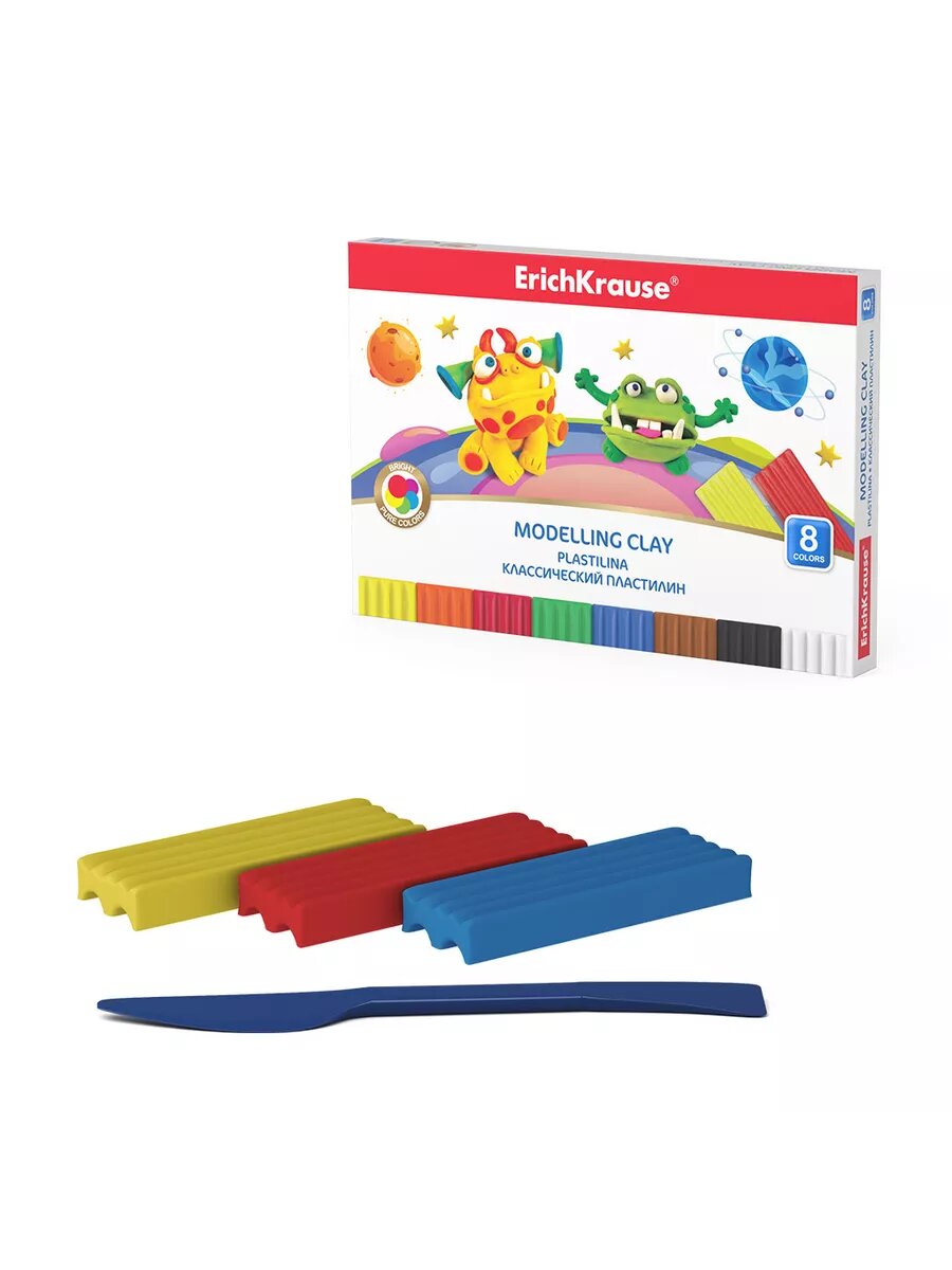 Пластилин классич. Cosmic Monsters 8 цветов со стеком, 144 г