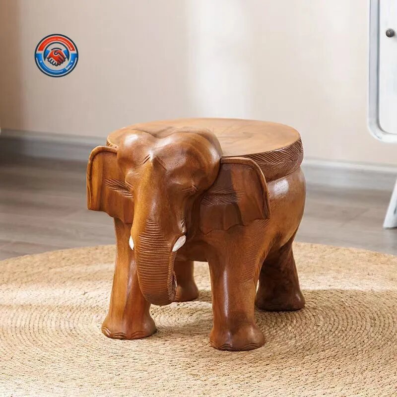 Табурет-слон резной деревянный коричневый для гостиной