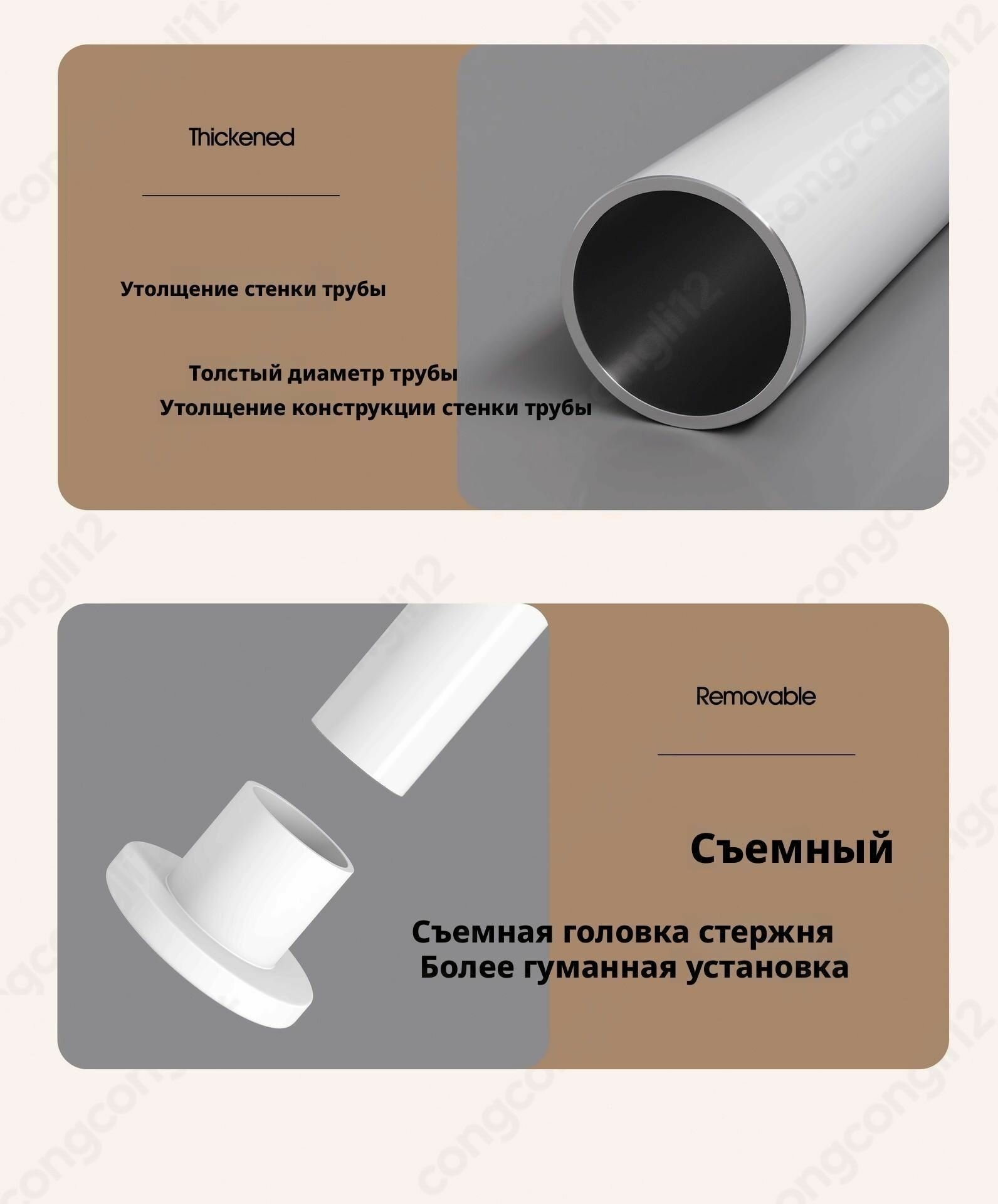 Душевой занавес с магнитным креплением + телескопический карниз, ширина занавеса 180×200 см, под ширину стены 120–150 см — фото 1