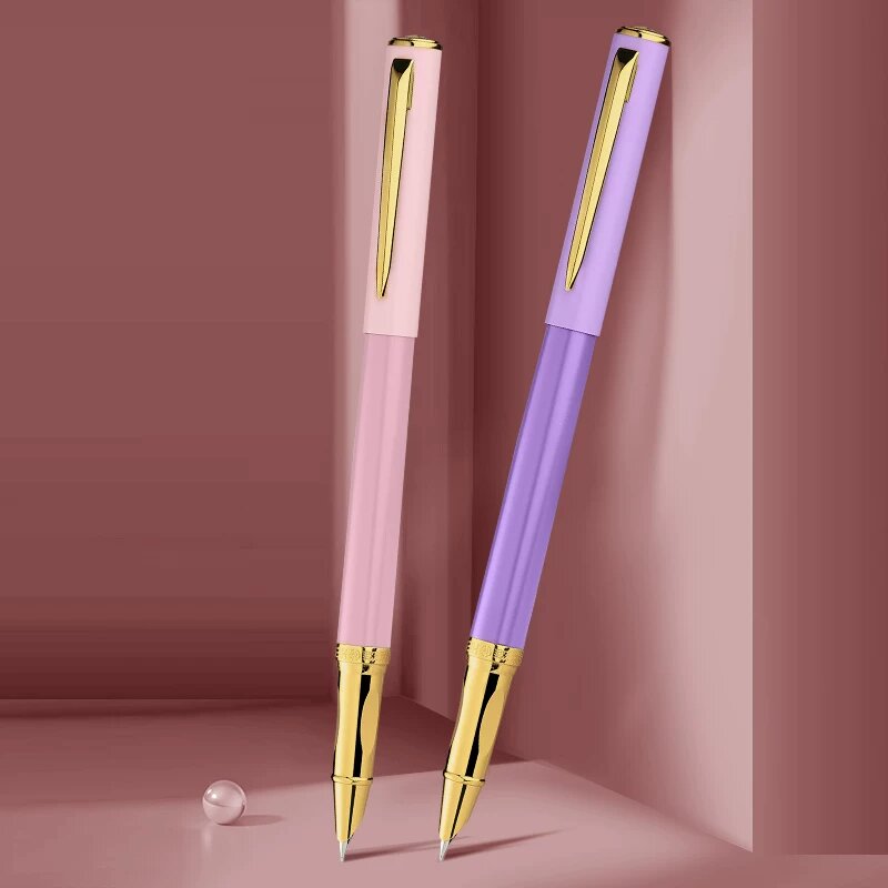 Набор ручек Hero Fountain Pen 0.38 мм тонкий кончик 2 ручки сине-фиолетовая и светло-розовая для школьной письменной