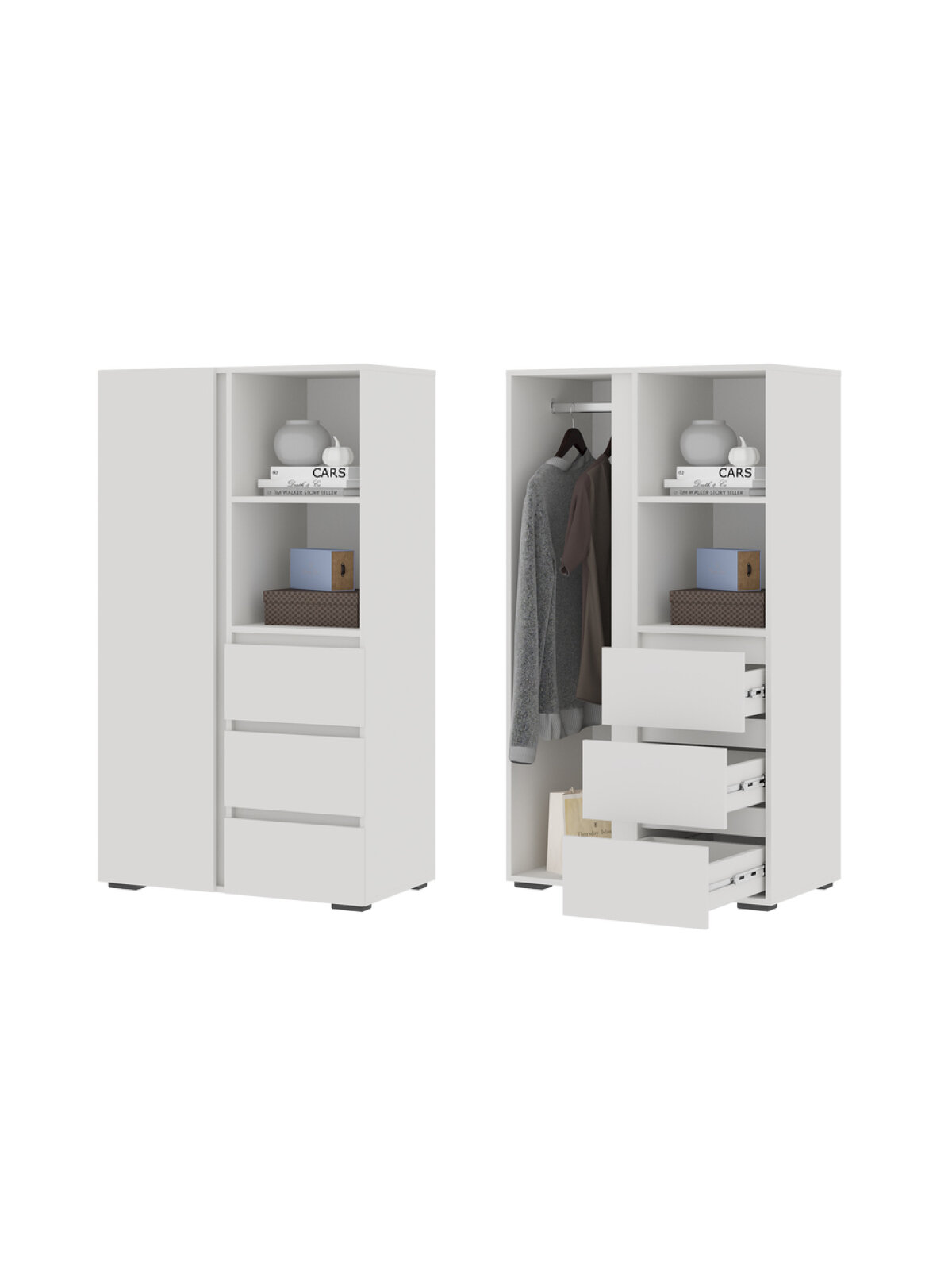 Шкаф детский "Хелен ШК 03" белый Huge Mebel. Ширина 802 Высота 1414. Детские шкафы