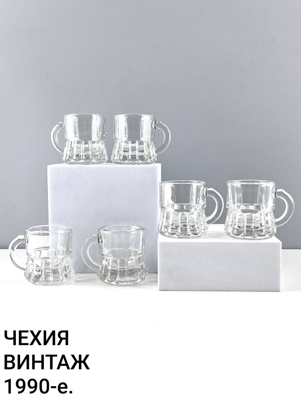 Винтажные стопки "Башенка". Набор 6 шт. Хрусталь. Чехия, 1990-е.