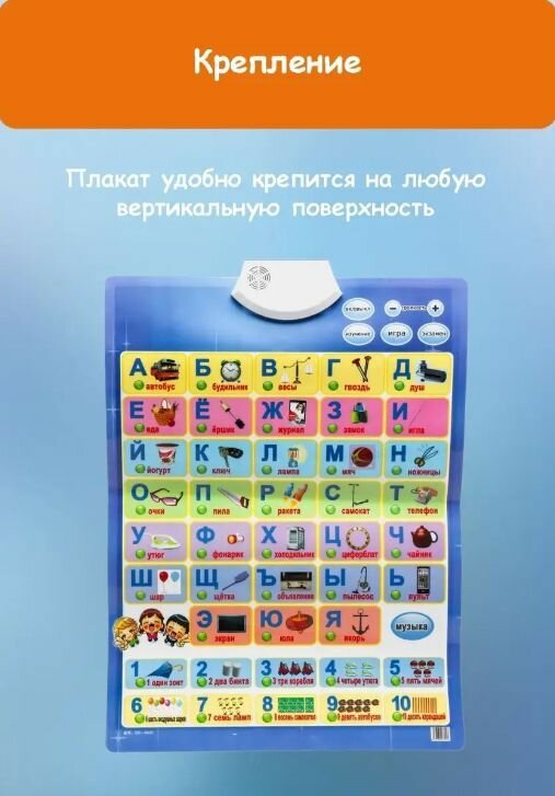 Интерактивный электронный плакат для обучения с буквами и цифрами