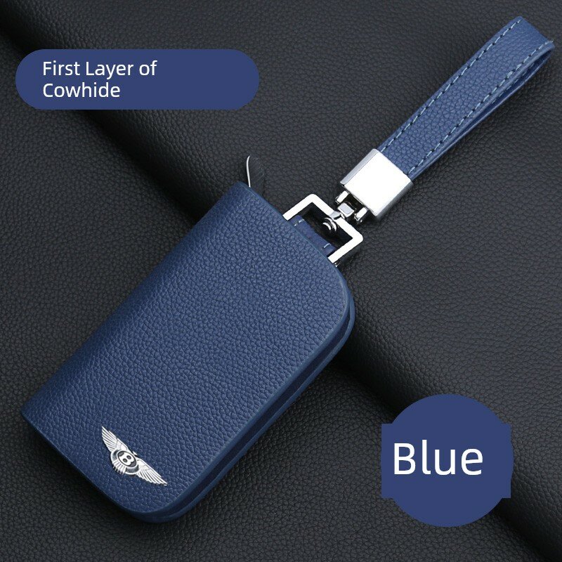 Bentley натуральная кожа чехол для ключей с пряжкой и кожаным ремешком синий для автомобилей Bentley - премиум