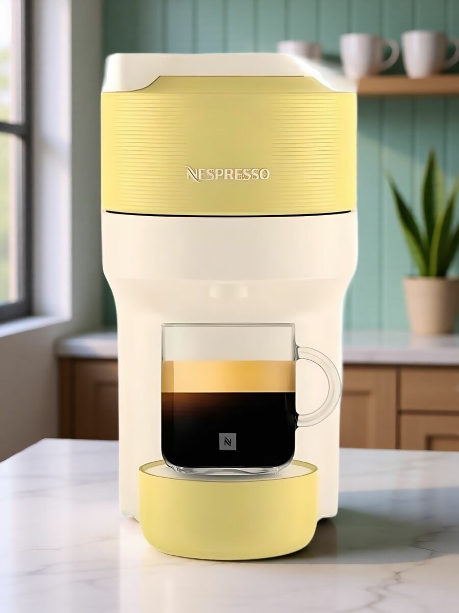 Капсульная кофемашина Nespresso Vertuo Pop, GDV2-EU-SY-NE, yellow-black