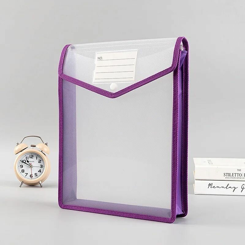 Папка-конверт А4 с кнопкой (вертикальная) - для документов, учебы, хранения! Плотный пластик, 5 цветов !