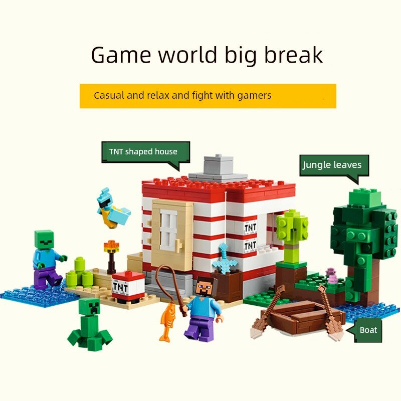 LEGO Minecraft Дом в Джунгли с ТНТ Сборная игрушка, 21275, Образовательная игрушка для детей, 450 деталей
