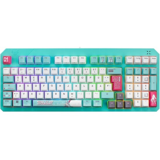 Клавиатура Asus RA09 TUF GAMING K3 GEN II MIKU белый/зеленый (90MP0460-BKRA30)