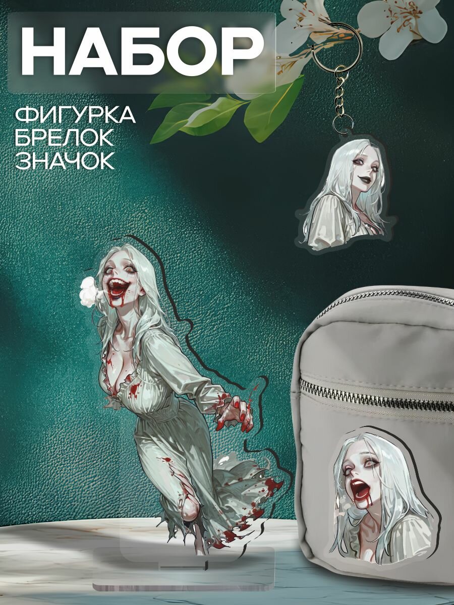 Набор Фигурка Брелок Значок "Селена Кори - Resident Evil Requiem"