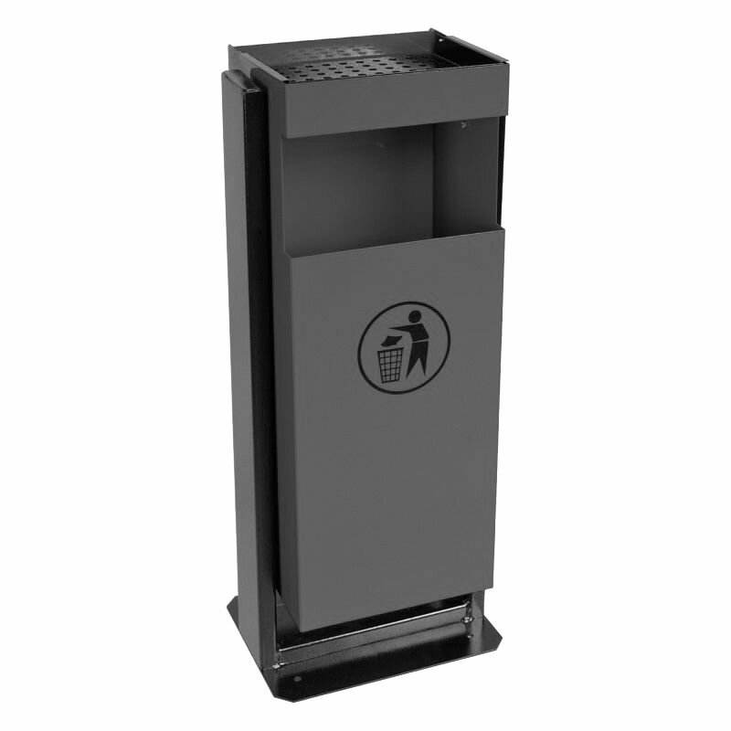 Урна уличная металлическая "УОН-2" (опрокидывающаяся) с пепельницей (Серая)