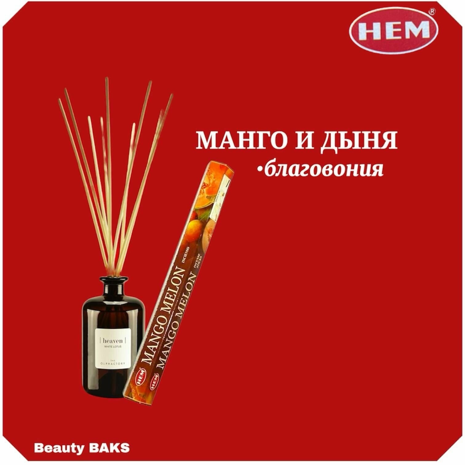 Ароматические палочки / Благовония HEM "Манго Дыня / Mango Melon" 20 шт