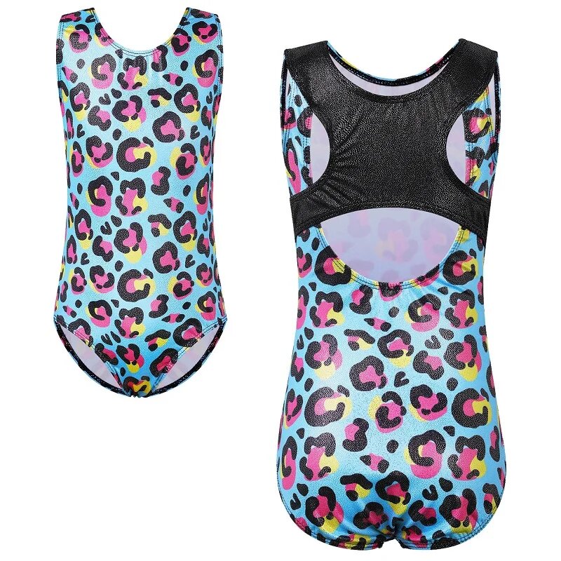 BAOHULU красный гимнастический трико для девочек 8A, B354 Blue Leopard