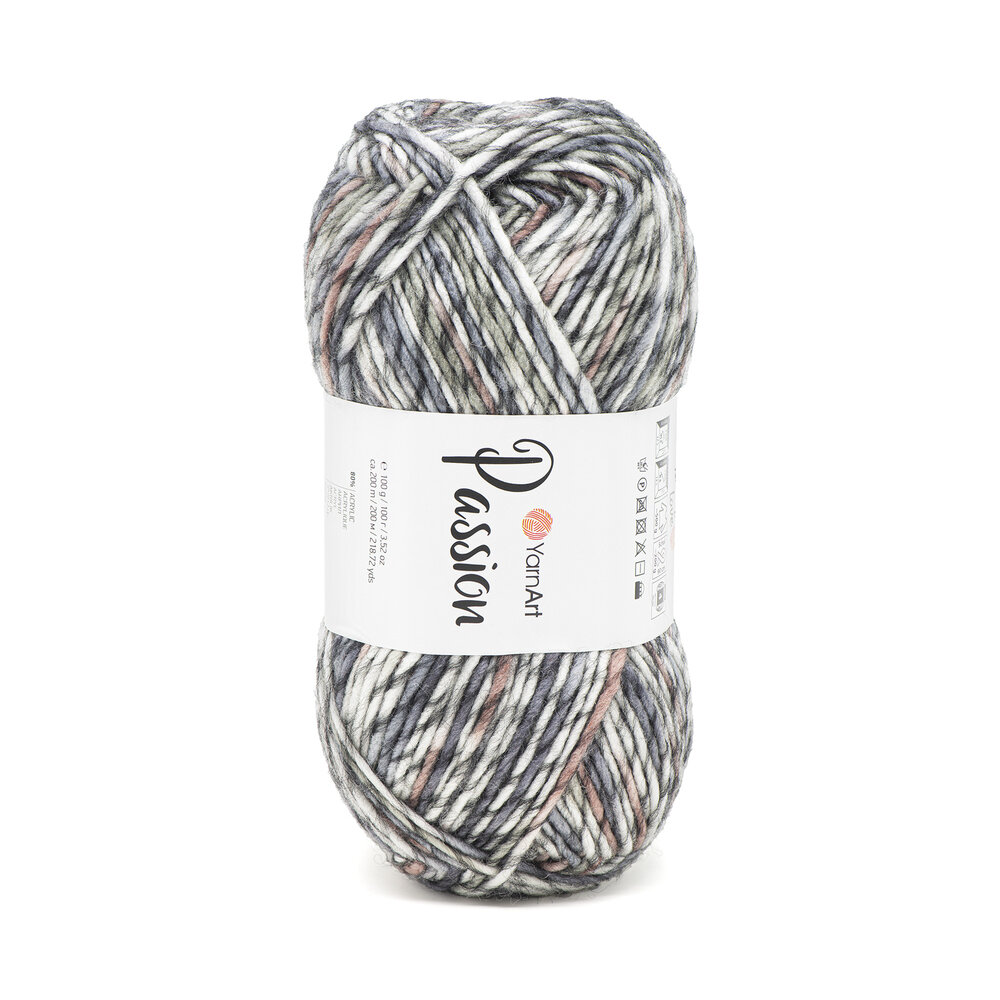 Пряжа для вязания YarnArt Passion 1240 серый розовый 100 гр/200 м 20% шерсть, 80% акрил