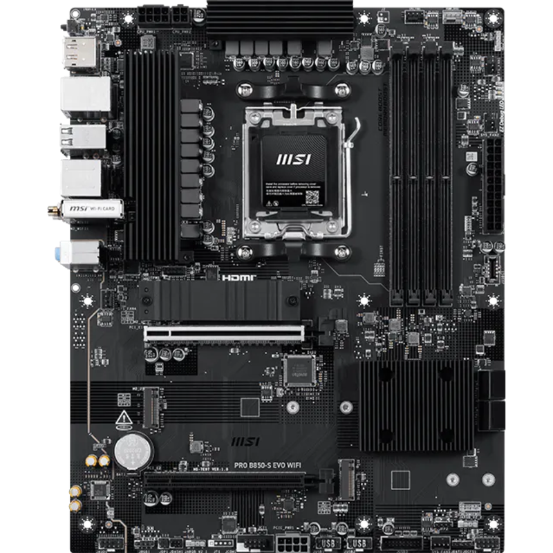 Материнская плата PRO B850-S EVO WIFI, AMD Ryzen 9000/8000/7000 Series, DDR5