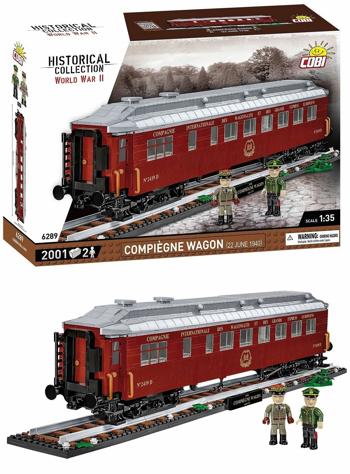 Конструктор Cobi Historical Collection - Compigne Wagon /Компьенский вагон (1940) , 2001 эл. - 6289
