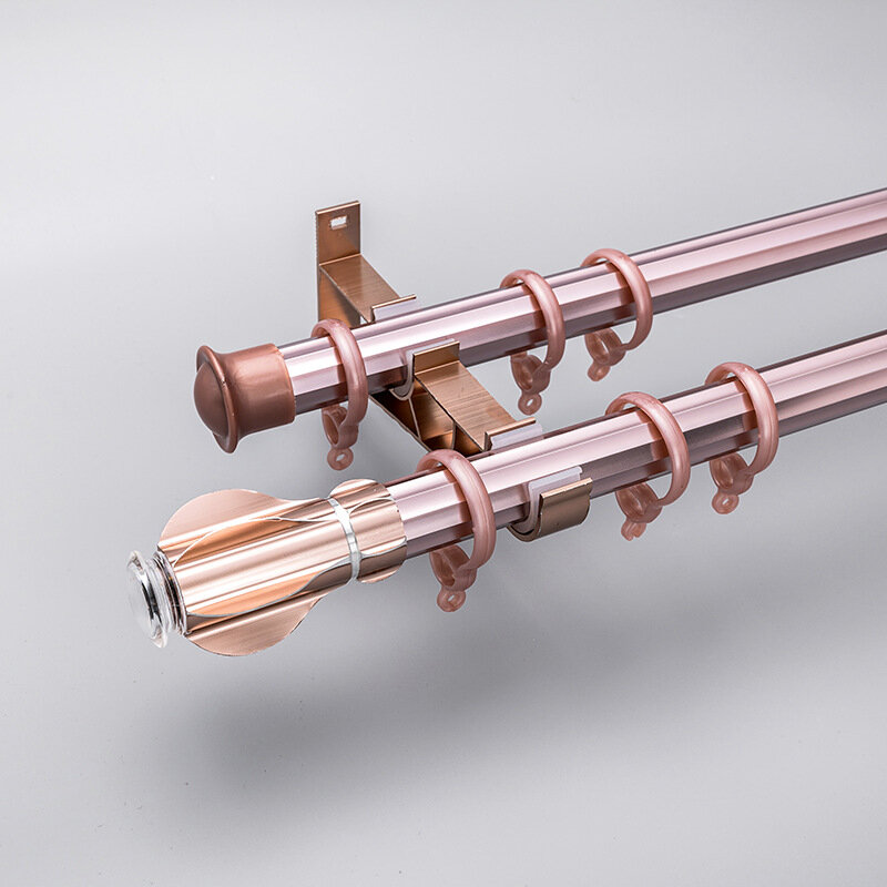 Алюминиевый карниз для штор двойная траектория 6м розовое золото, премиум система скольжения для окон, изысканное