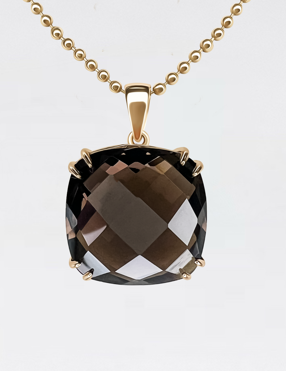 Подвеска, серебро, 925 проба, золочение, раухтопаз