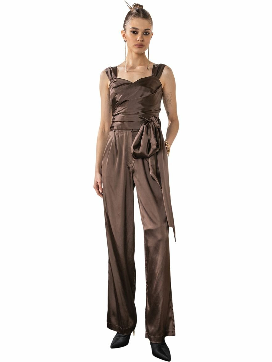 Брюки палаццо B.L.E.S. Trousers, размер 44, коричневый — фото 1
